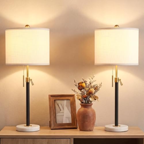 Qingmiao Gold Table Lamps Set of 2, 22" to 30" Adjustable Nightstand ...