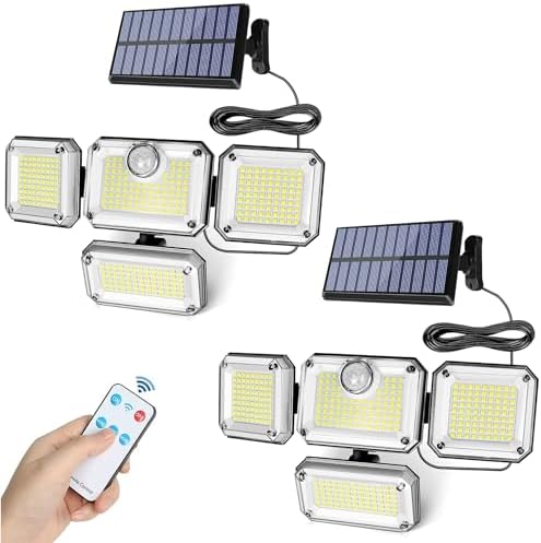 Jornarshar Solar Lights Outdoor 2 Packs, 333 LEDs Motion Sensor Light ...