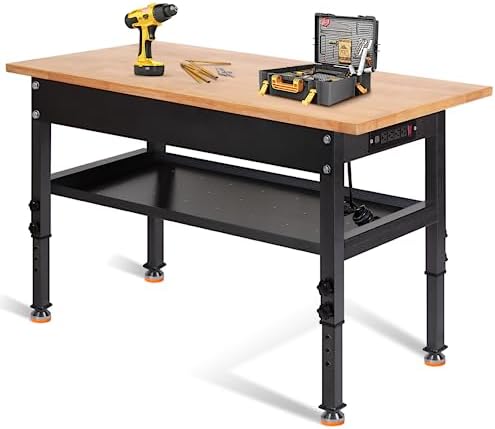 Adjustable Workbench 48" 2000 Lbs Load Capacity Heavy Duty Wood Work ...