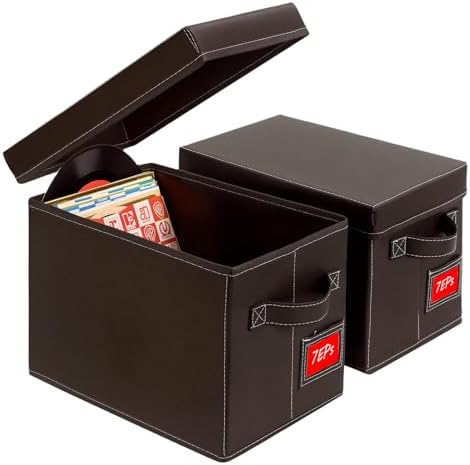 Amazon.com: Tapetinel Brown Faux Leather 7-Inch Vinyl Record Storage ...