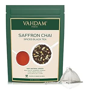 Amazon.com : VAHDAM, Saffron Masala Chai(100g) + Pyramid Tea Infuser ...