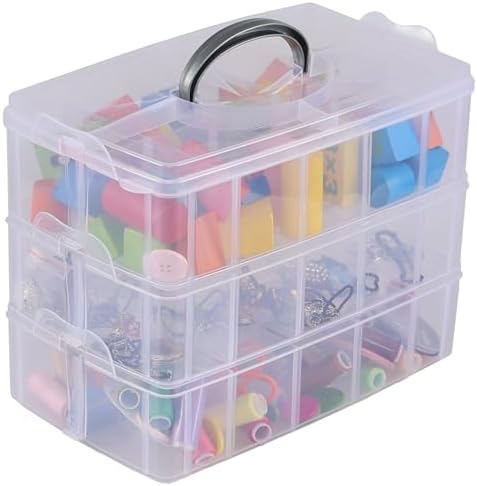 Amazon.com: Saedy 3-Tier Plastic Craft Storage Box with Adjustable ...