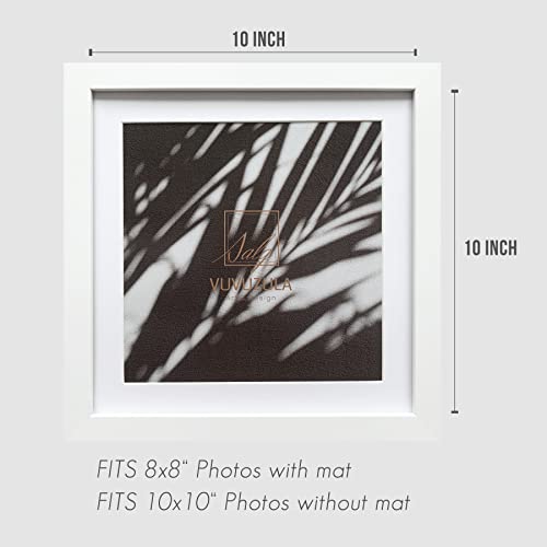 VUVUZULA Square Picture Frames 10×10 Inch White Photo Frame with Mount ...