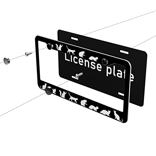 Snapklik.com : Cat License Plate Frame 2 Pcs Pet Animal Cat License ...