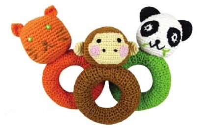 Amazon.com : Organic Yellow Label Kids Animal Ring Rattles : Baby ...