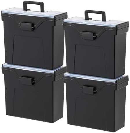 IRIS USA File Box Slim Portable File Organizer Plastic File Box for ...