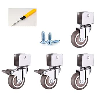 Pack of 4 Caster Wheels,U-Shaped Casters,Board Spacing 18mm,with Screws ...