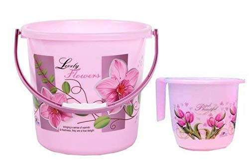 Dmitry Plastic Unbreakable Strong Bathroom Bucket with Mug (18 L ...