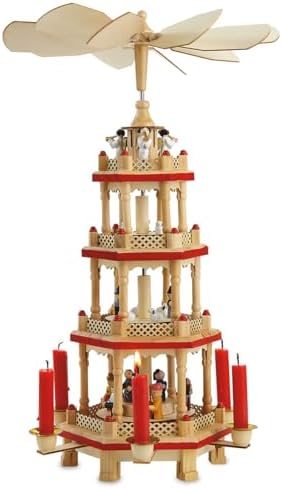 Amazon.com: 17 Inch Wooden Christmas Pyramid with 6 Candle Holders ...