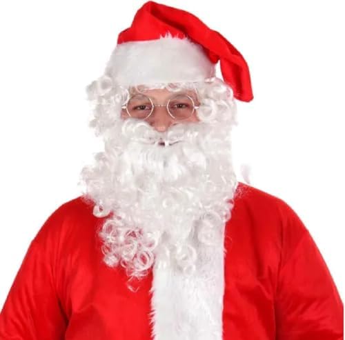 Kit Peruca e Barba Papai Noel, Cacheada Branca para Natal, Fantasia ...