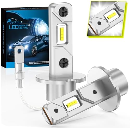 Sycreek H3 LED Headlight Bulbs,16000LM 6500K Cool White,H3 Headlight ...