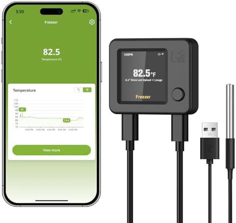 Amazon.com: WiFi Freezer Thermometer Alarm with Digital Monitor Hub ...