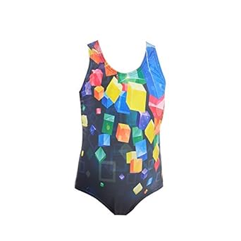 LANDUBI Kids Girls' Swimwear Kids Solid Splice Athletic One-Piece ...