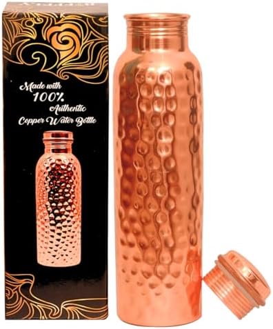 Amazon.com: Pure Copper Bottle - 100% Solid Handcrafted Copper Hammered ...