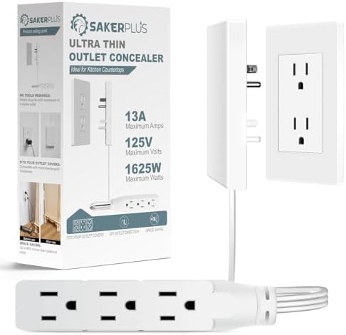 Amazon.com: Flat Plug Power Strip 3FT - Ultra Thin Extension Cord White ...