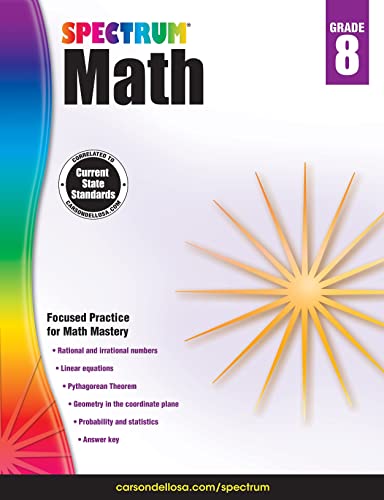 Spectrum 8th Grade Math Workbooks, Ages 13-14, Geometry, Integers ...