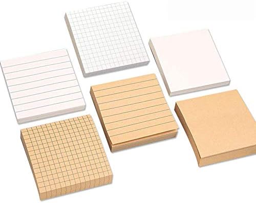 6 pcs Lined Sticky Notes Self-Stick Notes 3 in x 3 in, 80 Sheets/Pad ...