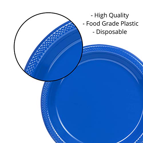 Snapklik.com : 9 Inch Blue Plastic Plates - 50 Count - Round Blue ...