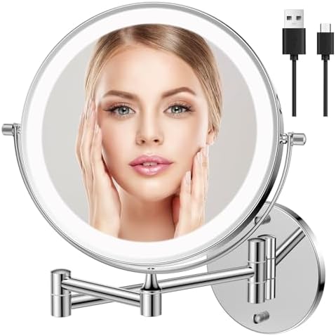 Amazon.com : Lighted Wall Mounted Makeup Mirror, Double Sided 1X/7X ...