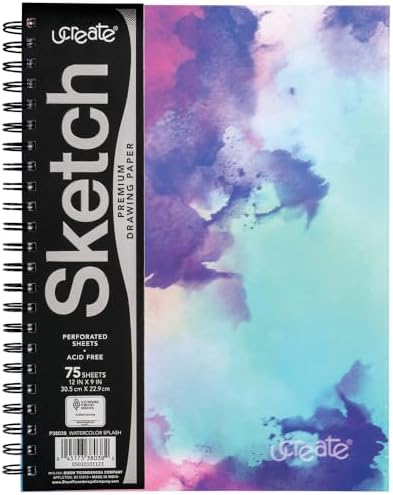 Amazon.com: UCreate Fashion Poly Sketch Book, Watercolor Splash, 9" x ...