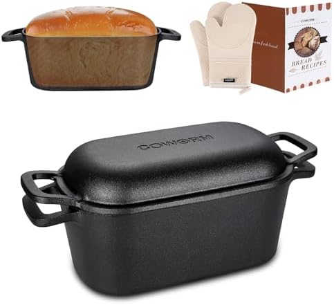 Amazon.com: Teenyyou Cast Iron Bread Loaf Pan with Lid Pre Seasoned 2 ...