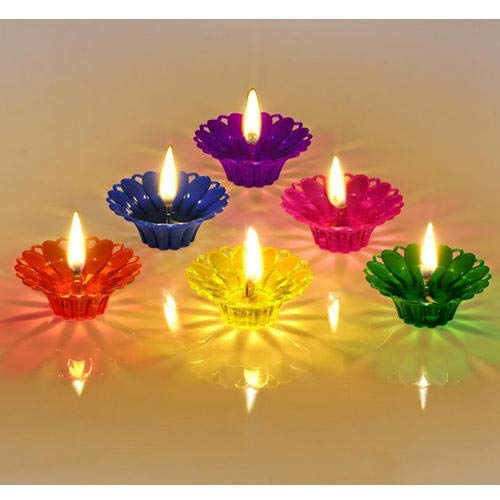 Buy Denique Plastic 12 Design Transparent, Special & Reusable Diya ...