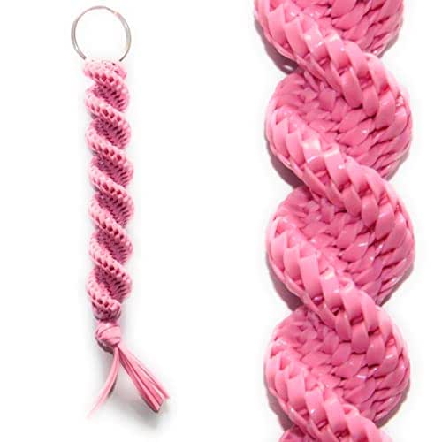 Amazon.com: Light Pink Keychain | Handmade Gimp Scoubidou Boondoggle ...