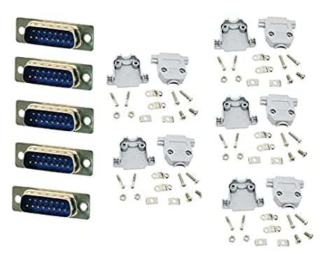 HRtronics® DB15 Connector Male with Dust Cover, 15 Pin RS232 D-SUB ...