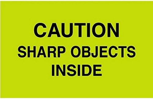 Amazon.com: 3" x 5" Caution Sharp Objects Inside Labels (500 per Roll ...