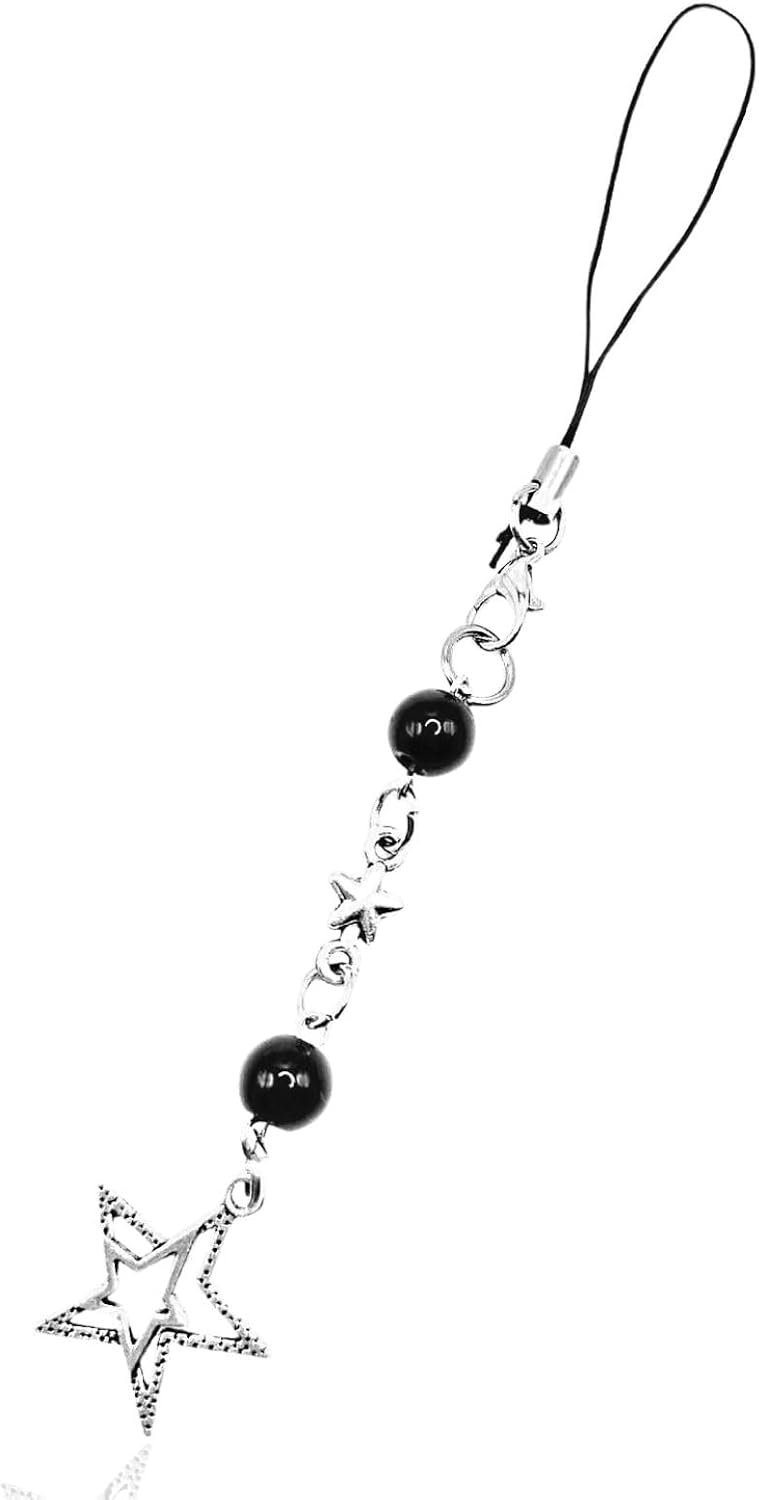 Amazon.com: Black Star Mini Phone Charms Strap Y2K Cute Aesthetic ...