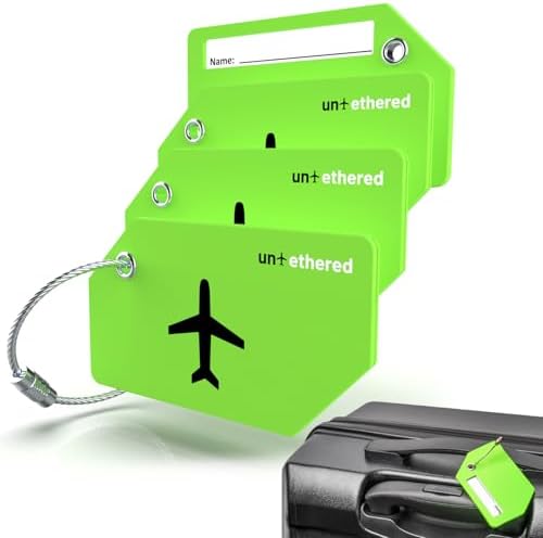Amazon.com | Untethered 4-Pack Luggage Tag Set | Durable Luggage Tags ...