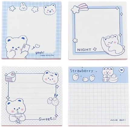 Amazon.com : 8 Pads Cute Bear Theme Sticky Notes 4 Cute Patterns 2 Pads ...