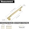 QOGRISUN 5-Pack Solid Brass Cabinet Pulls, Grooved Gold Bar Handles, 5 ...