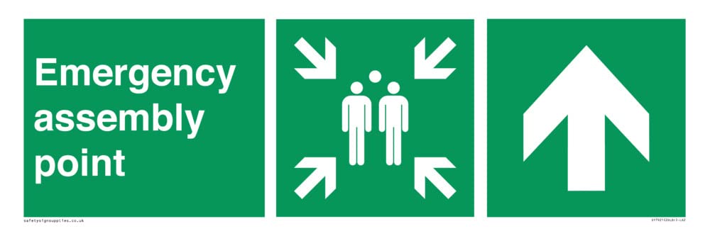 Emergency assembly point directional Up arrow Sign – 600x200mm – L62 ...
