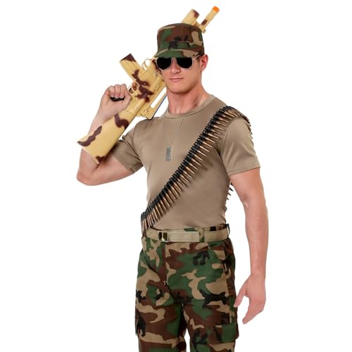 7 Pcs Halloween Costume Army Soldier Accessories Set for Adults ...
