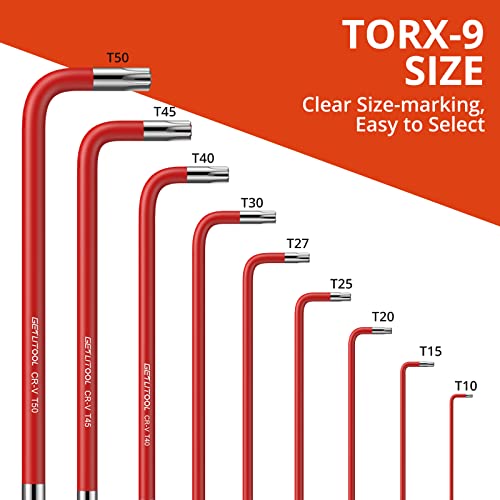 GETLITOOL 9PCS Star Key Set, Metric Star Allen Key Set T10-T50, Star ...