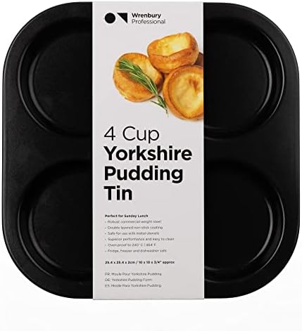 Wrenbury Pro Extra Large Yorkshire Pudding Tray 4 Hole 10cm - Heavy ...