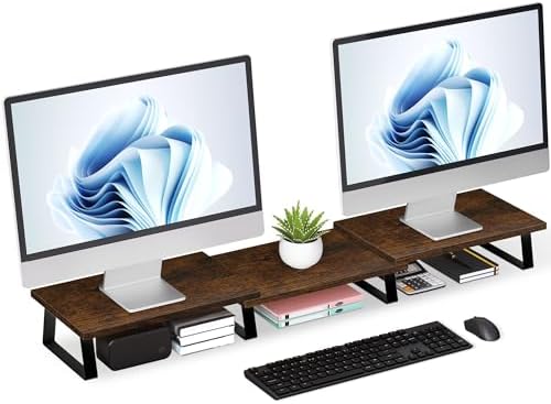Amazon.com: IVE Design XL Oak Wood Desk Shelf for Top of Desk 44 Inch ...