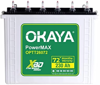 OKAYA PowerMAX OPTT26072 230Ah Tall Tubular Inverter Battery for Home ...