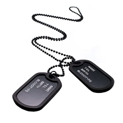 Military Army Style Stainless Steel Black Double Dog Tags Pendant ...