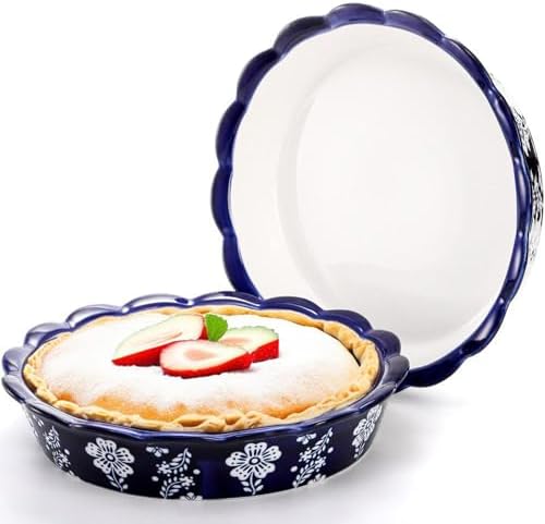 Amazon.com: Coloch 2 Pack Ceramic Pie Plate for Baking with Fluted Rim ...