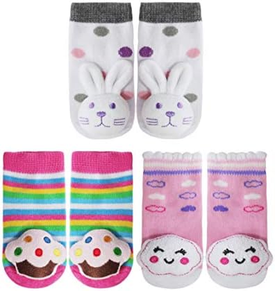 Amazon.com: Stephan Baby Rattle Socks, Stripey Pink and White Bunnies ...