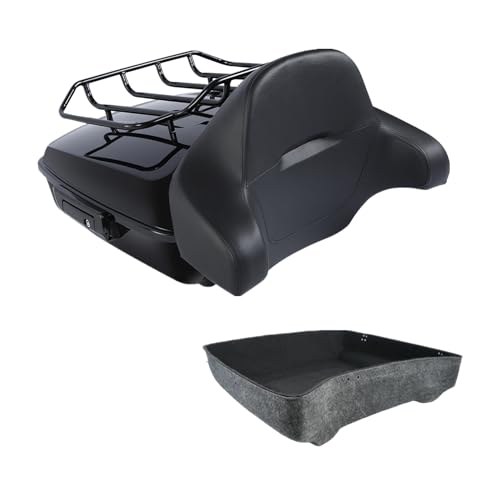 XFMT Motorcycle Chopped Tour Pack Trunk W/Black Luggage Rack & King ...