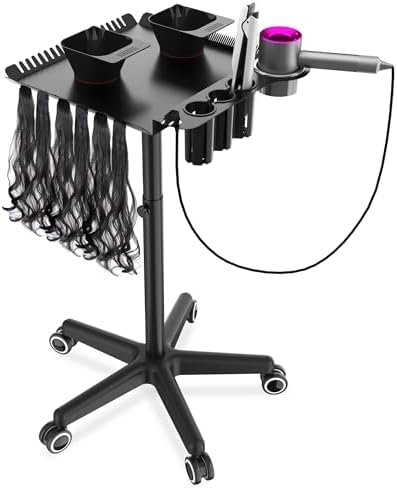 Amazon.com: TASALON Rolling Salon Tray on Wheels, Metal Hairstylist ...
