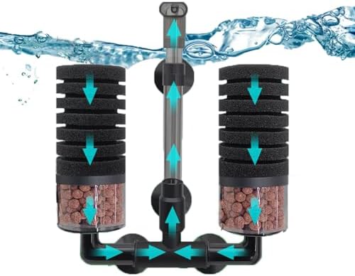 Aquarium Double Sponge Filter, Quiet Air Power Fish Tank Filter ...