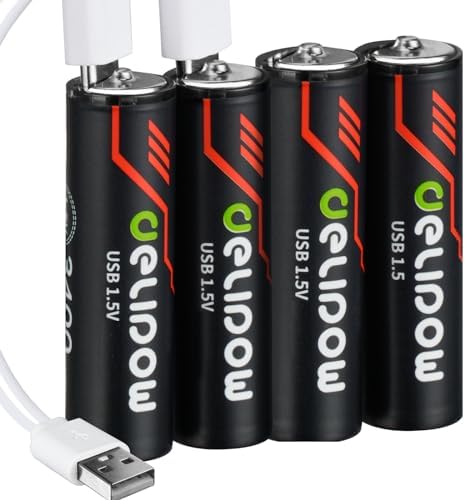 AXFEE Basics Piles Rechargeables USB C AA, 2 Pièces 1.5V 3400mWh USB C ...