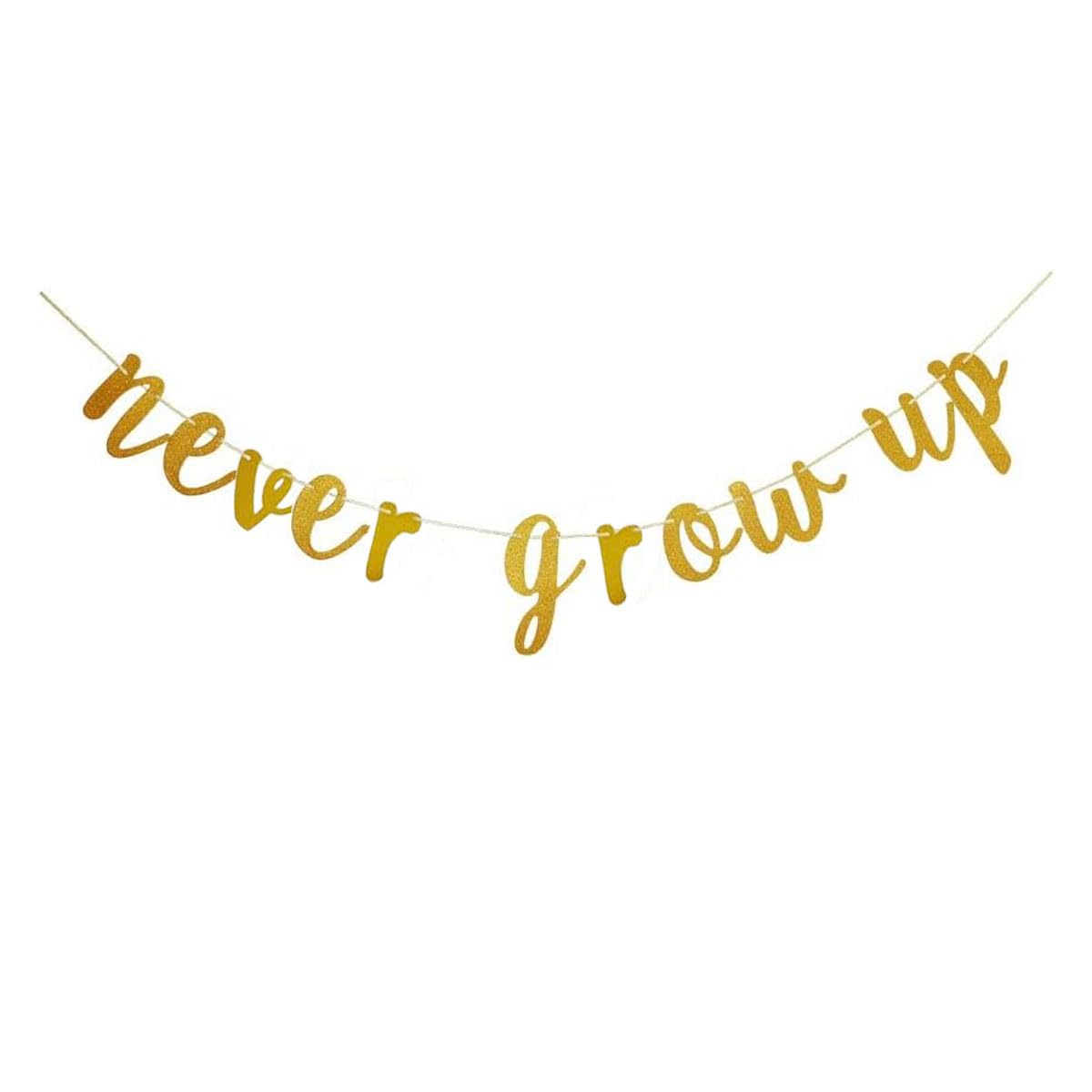 Amazon.com: Never Grow Up Banner, Gold Paper Kids Baby Birthday Party ...