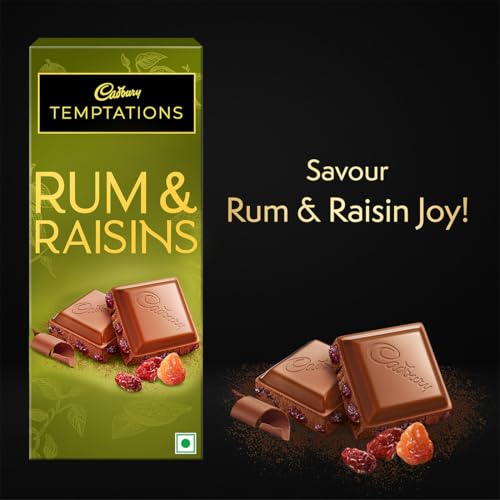 Cadbury Temptations Rum & Raisins Premium Chocolate Bar, 72 Grams Each ...