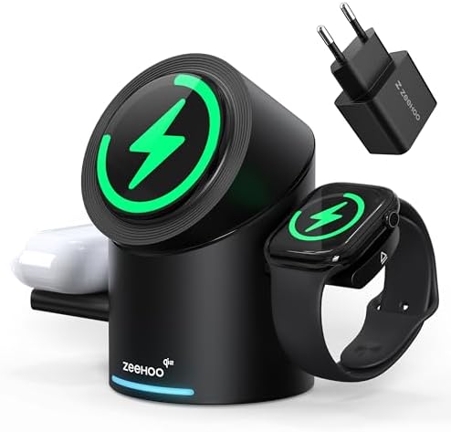 INIU Stazione di Ricarica Apple, 15W Qi Caricatore Wireless 3 in 1 per ...