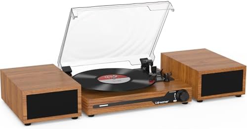 Udreamer Record Player with Speaker Bluetooth Turntable Vintage Vinyl Player Support USB AUX-in ...